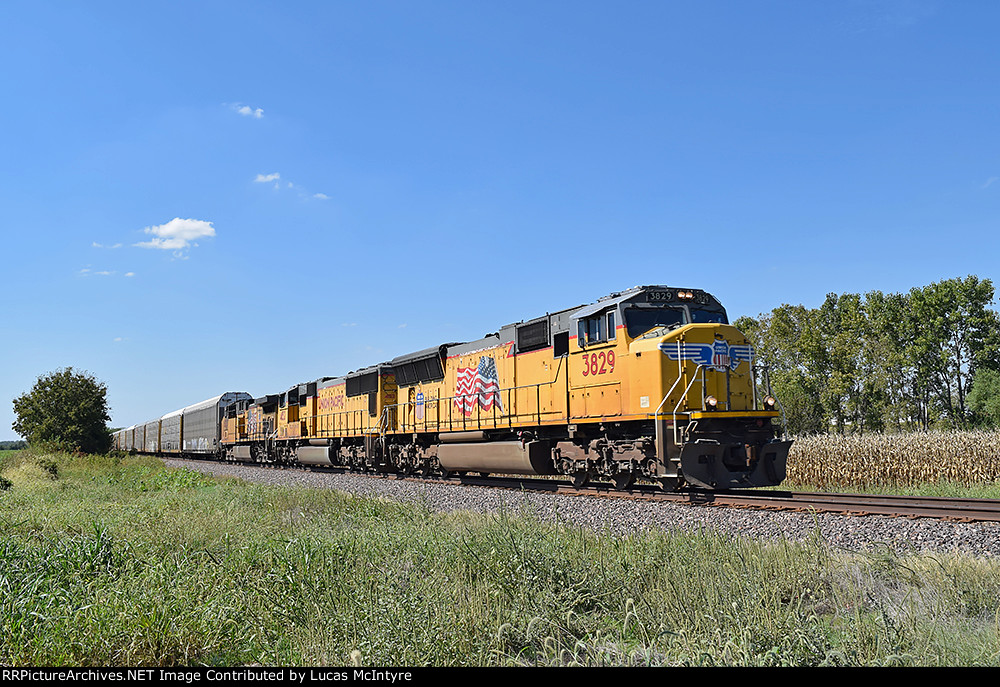 Up 3829 Eastbound Up Empty Autorack Train